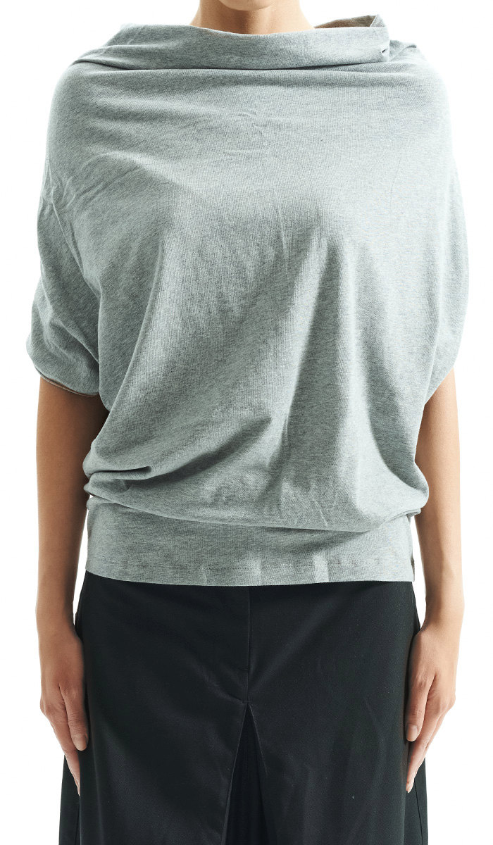 Loose Gray Blouse/ Oversized Short Sleeved Blouse/ Bat Gray Top By Arya ...